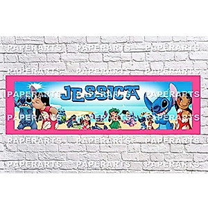 Lilo and Stitch - Personalized Birthday Name Poster with Custom Name On it, Border Mat and Frame Options