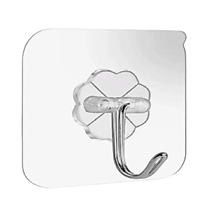 PETS BUDDY Wall Hooks for Hanging 33lb(Max) Heavy Duty Self Adhesive Hooks 24 Pack Transparent Waterproof Sticky Hooks for Keys Bathroom Shower Outdoor Kitchen Door Home Improvement Utility Hooks