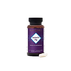 NAOMI Mighty Mg Magnesium Glycinate & Malate Complex 360mg, High Absorption Formula, Elemental Magnesium Supports Heart Health, Strong Bones, Better Sleep, Gluten-Free, Non-GMO, Vegan, 60 Veggie Caps