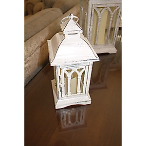 Pebble Lane Living, Lombard Metal Lantern Set of 3, Outdoor-Friendly, 11" H, 15" H, 20.5" H, White