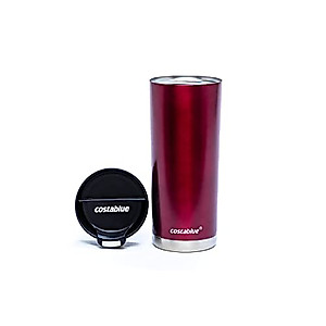 costablue Vacuum Insulated Stainless Steel Thermal Travel Mug - Keeps Drinks Cold or Hot for Hours - Leak-Proof, Dishwasher Safe Lid - 16 Ounces, Peach Cooper & Wine Purple Combo