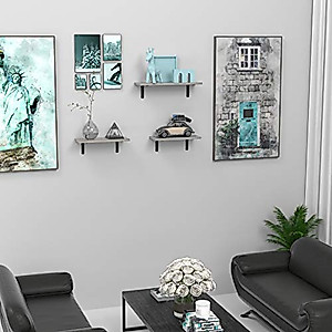 LHZLANG Floating Shelves Home Living Room Bathroom Kitchen Decor Rustic Wall Mounted Storage Shelf Rack Set of 3 (Grey)