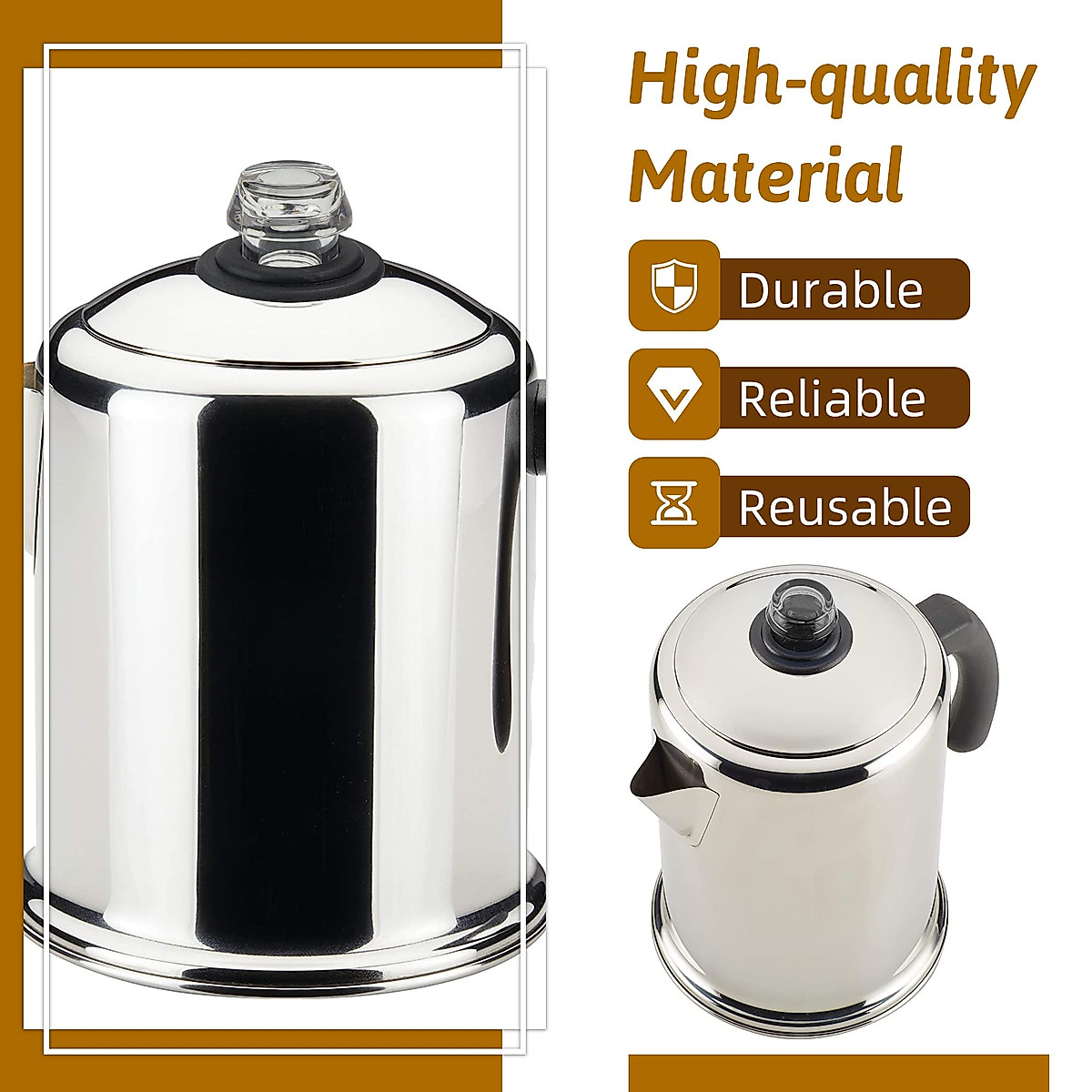 Omoojee Coffee Percolators Knob Top and Washer Ring, 2 Sets Camping Coffee Pot Top Replacement Parts, Compatible with Farberware Coffee Maker