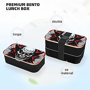 Red And Black Evil Ghost Adult Lunch Box, Bento Box, With Cutlery Set Of 3, 2 Compartments, Rectangular, Lunch Box For Adults