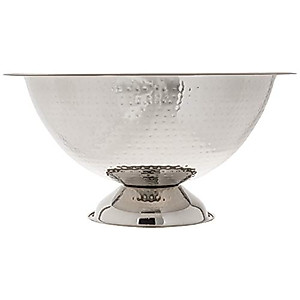Elegance Hammered Punch Bowl, 15-Inch,Silver