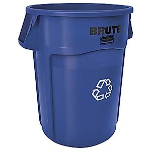 Rubbermaid Commercial FG264307BLUE BRUTE Heavy-Duty Round Recycling Container, 44-gallon, Blue