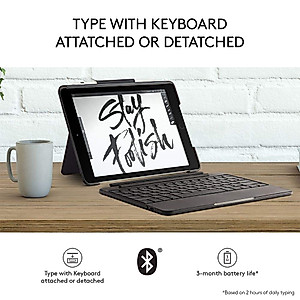 Logitech Slim Combo Case with Detachable Backlit Bluetooth Keyboard for iPad (5th & 6th Generation), Black