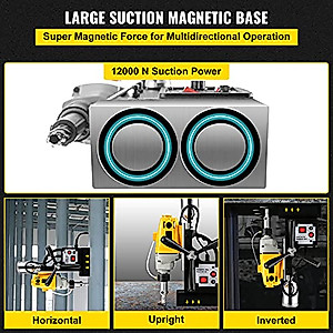 VEVOR MD40 1-1/2 in. Electric Magnetic Drill Press Drilling Machine with 11PC HSS Cutter Set Precise Annular Cutter Kit Compact Switchable Evolution 1100W Magnet Force