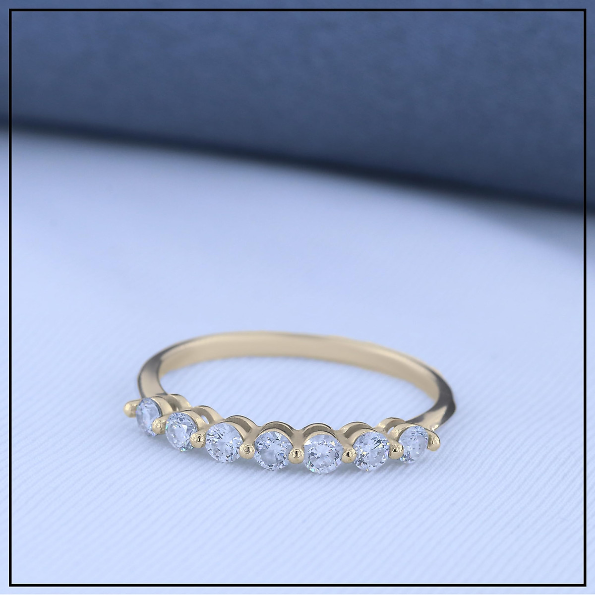 Dazzlingrock Collection 0.50 Carat (Ctw) in 14K Yellow Gold Round Lab Grown Diamond Women 7 Stone Wedding Band Ring 1/2 CT (Size 5.5)