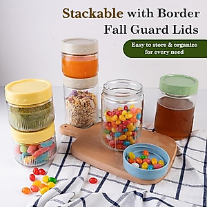 GRESEESM 4 Pack Mason Jars 16 oz with Lids, Glass Jar with Screw Lid, Glass Jars with Airtight Lids for Overnight Oats, Pickles, Salad, Spice, Candy, Jam, Seasoning, Meal Prep Containers