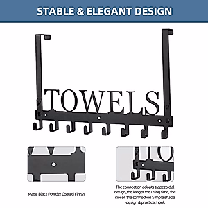 Azmoncy Over The Door Hooks, Towel Rack for Bathroom Towel Holder for Hanging Heavy Duty, Wall Mount Towel Hanger with 8 Hooks for Bedroom Bathroom Pool Kitchen Towels, Bag, Coats