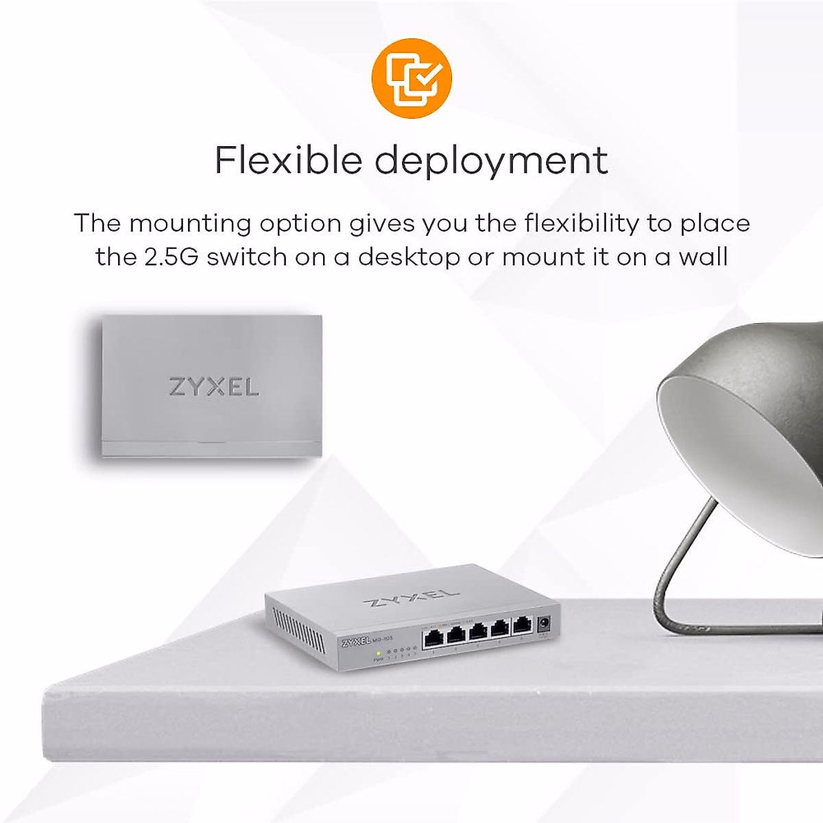 Zyxel 5-Port 2.5Gb MultiGig Ethernet Unmanaged Switch | 5 x 100/1G/2.5G Ports | Plug & Play | Metal Housing | Desktop or Wall-Mount | Ethernet Splitter MG-105