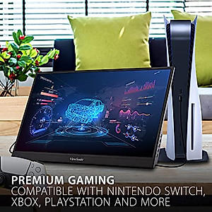 ViewSonic VX1755 17 Inch 1080p Portable IPS Gaming Monitor with 144Hz, AMD FreeSync Premium, 2 Way Powered 60W USB C, Mini HDMI, and Built in Stand with Cover for Home and Esports, 9.7"x15.6"x0.7"