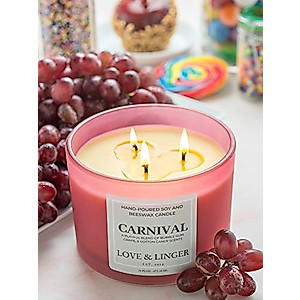 Grape Candle | Bubble Gum Candle | Cotton Candy Candle | Fun Candles | Luxury Soy & Beeswax Candles for Home | 16 oz. Large Jar 3 Wick Candle | Cool Candles