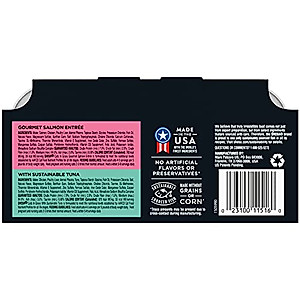 SHEBA Perfect Portions Cuts in Gravy Wet Cat Food Trays (24 Count, 48 Servings), Gourmet Salmon & Sustainable Tuna Entrée, Easy Peel Twin-Pack Trays