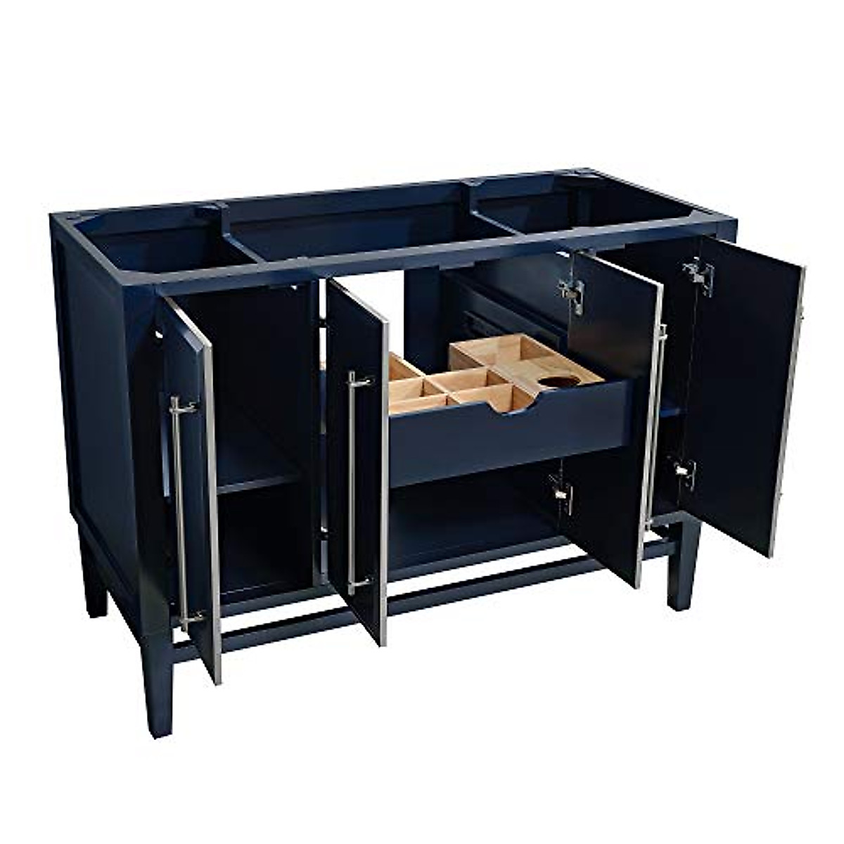 Avanity White 48-Inch Mason Bath Vanity Cabinet with Silver Trim