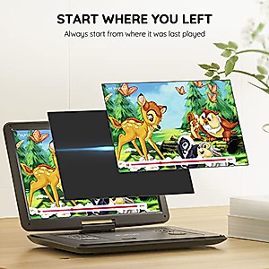 BOIFUN 16.9" Portable DVD Player with 14.1" Large HD Swivel Screen, 6 Hours Battery Life, Support FM/USB/SD Card/Sync TV Projector and Multiple Disc Formats Region Free, High Volume, Classic Black
