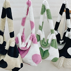 Wsnld Crossbody Bags Small Underarm Shoulder Bags Fluffy Lady Shoulder Handbags Female Simple Totes for Women, Leopard