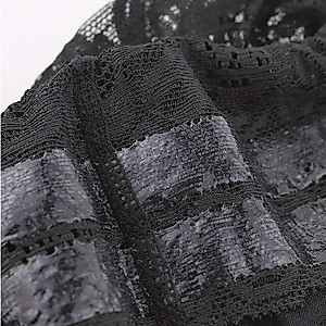 Women's Lace Top Thigh High Stockings for Suspender Garter Belt Silicone Stay Up Anti Slip Nylon Sheer Pantyhose (Free Size, 1 Black+1 Nude)