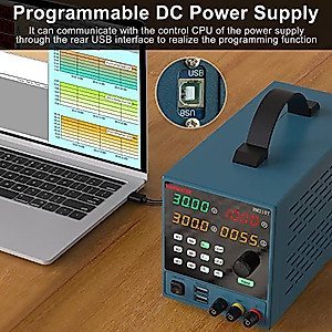 Programmable DC Power Supply (0-30 V 0-10 A) HM310T High Precision 4-Digit Voltage Current Power Time Display Variable Switching Digital Power Supply with PC Software and USB Interface