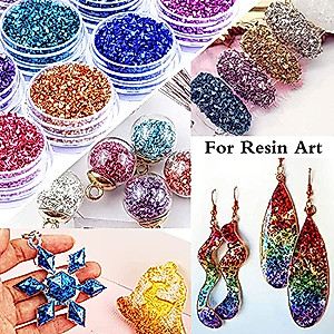 12 Box Crushed Glass Craft Glitter Fine for Resin Art, Small Broken Glass Pieces Irregular Metallic Crystal Chips Chunky Flakes Sequins for Nail Arts DIY Vase Filler Epoxy Jewelry Making Decoration