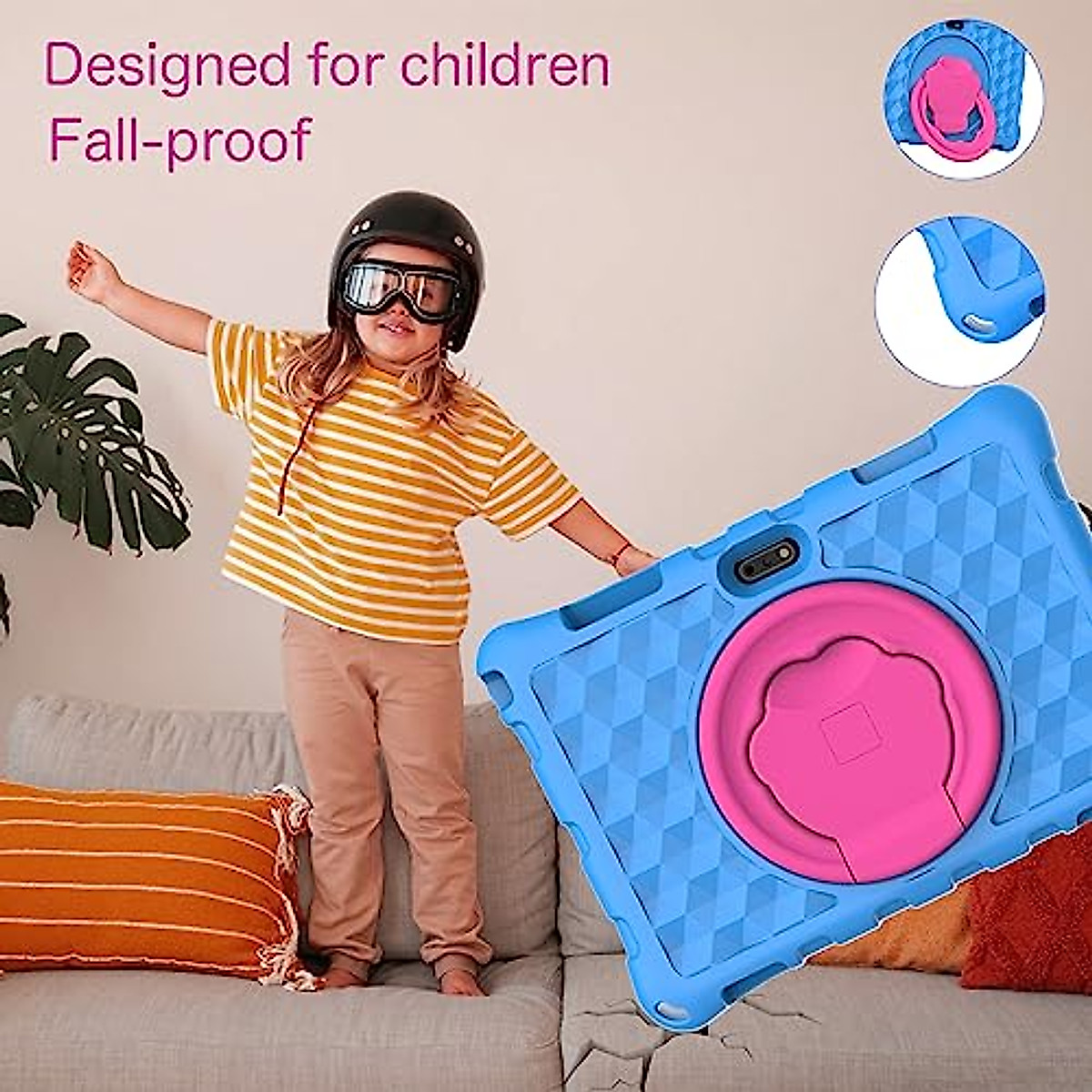 Kids Tablet 10 inch, Android 11 Tablet for Kids, 32GB ROM+2GB RAM, 1.5GHz Quad-core Toddler Tablet, 1280x800 IPS HD Eye-Care Touch Screen, 6000mAh Battery, 8MP Camera Tablets PC with Kid-Proof Case.