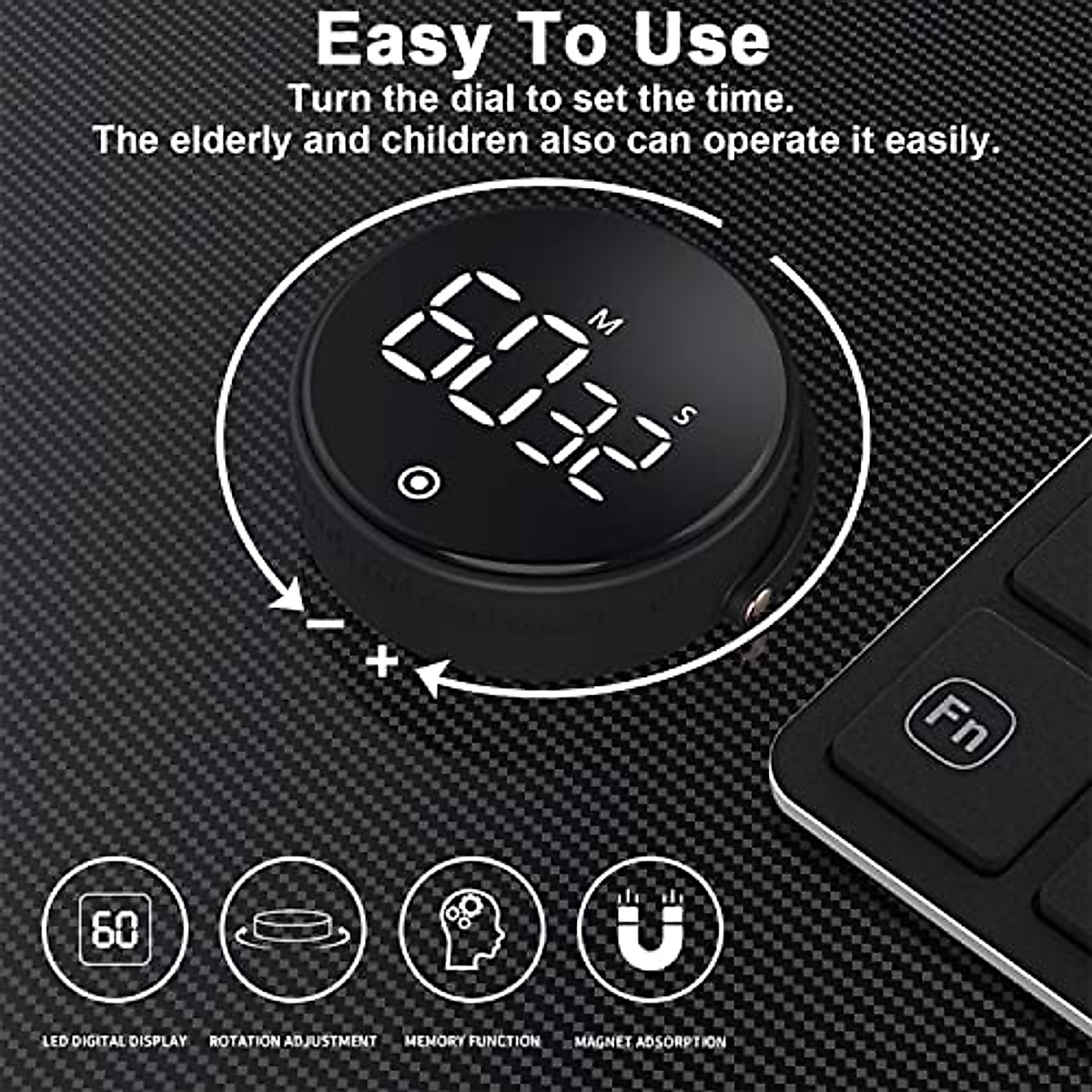Digital Kitchen Timer for Cooking,Large LED Display Productivity Timer,Magnetic Countdown Timer Clock with 3-Level Volume Adjustable for Seniors,Kids,Teachers,Classroom,Exercise,Fitness