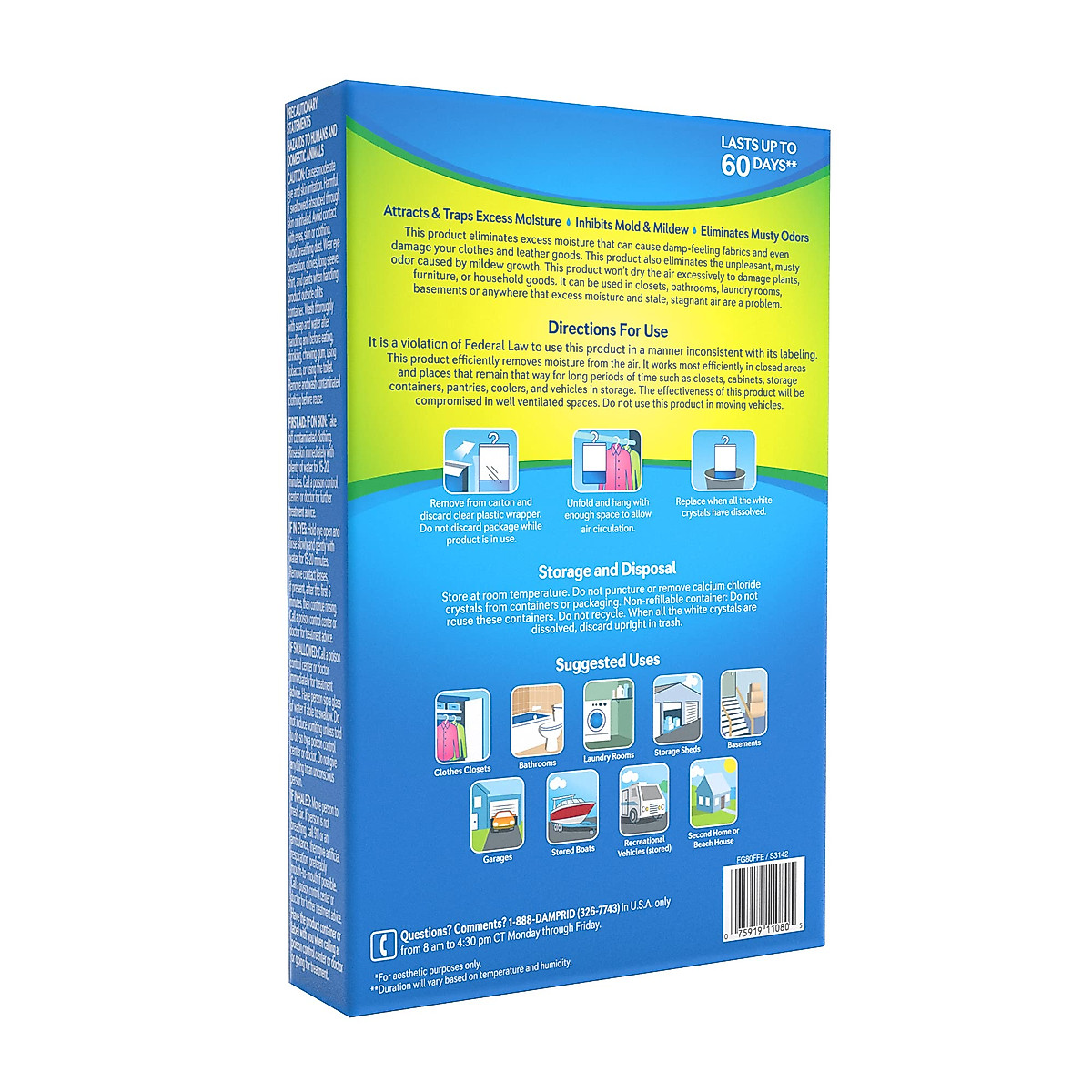 DampRid Fragance Free Hanging Moisture Absorber, 14 ounce (Pack of 6)