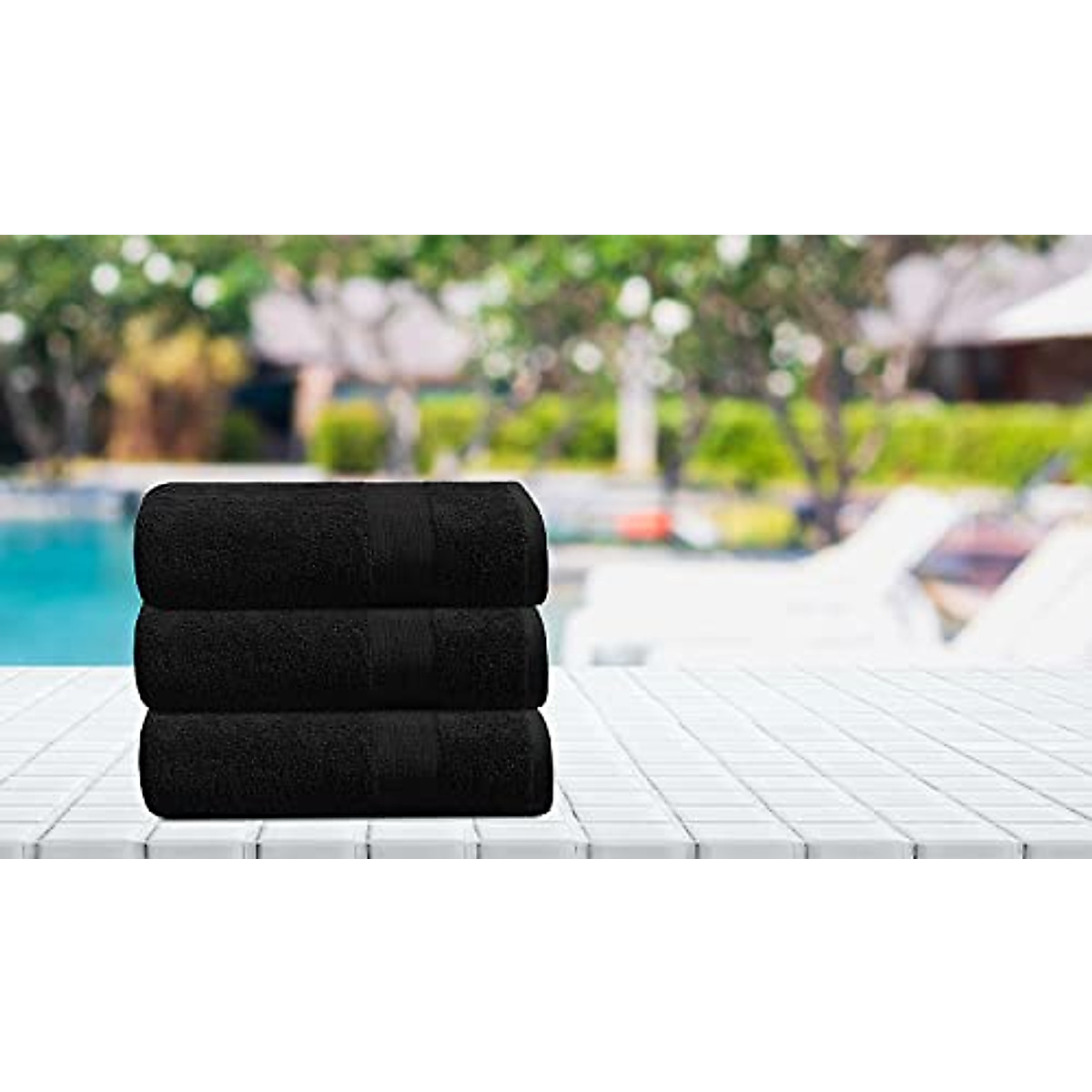 Monark Linen Bath Towel Black 24x48 Pack of 6 Bath Towel Set, Cotton Terry Towels for Bathroom, Quick Dry, Lightweight, Highly Absorbent, Soft Feel, Pool, Spa, Gym, Hand Towel for Daily Use