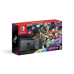 Nintendo Switch w/ Gray Joy-Con + Mario Kart 8 Deluxe (Full Game Download) - Switch (Renewed)