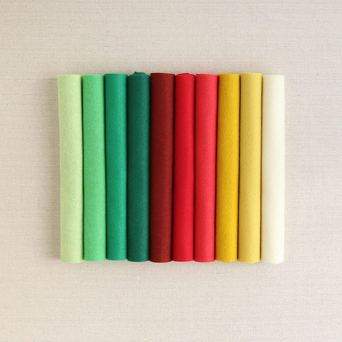 Benzie Design Wool Felt, 10 pcs 9"x12" in Classic Christmas Colors, 1 mm Thick, Soft & Pliable, Wool Blend Felt, Christmas 9"x12"