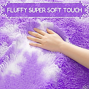 EVOIONOS Purple Princess Tent Rug, 4x4.6 Feet Purple Rugs for Girls Bedroom, Fluffy Purple Snowflake Rug for Room Decor, Plush Carpet for Kids Room Playroom Nursery Decor, Cute Hexagon Purple Rugs