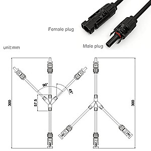 1 Pair 1 to 3 Y Branch M/FFF and F/MMM Solar Panel Connectors Parallel Adapter Cable Solar Connectors Wire Waterproof Plug Tool Kit for Solar Panel