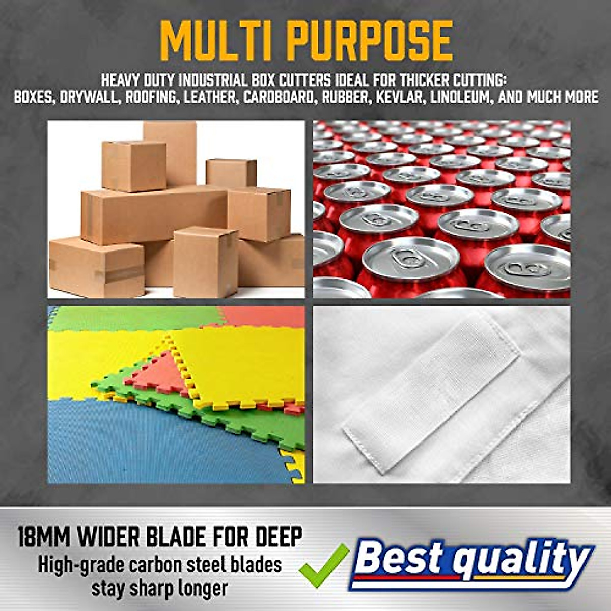 Amartisan 14-Piece Retractable Box Cutter, Utility Knifes for Boxes, Cartons, Cardboard Cutting, 18mm & 9mm Wide Blade Cutter, Very Suitable for Office and Home Use.