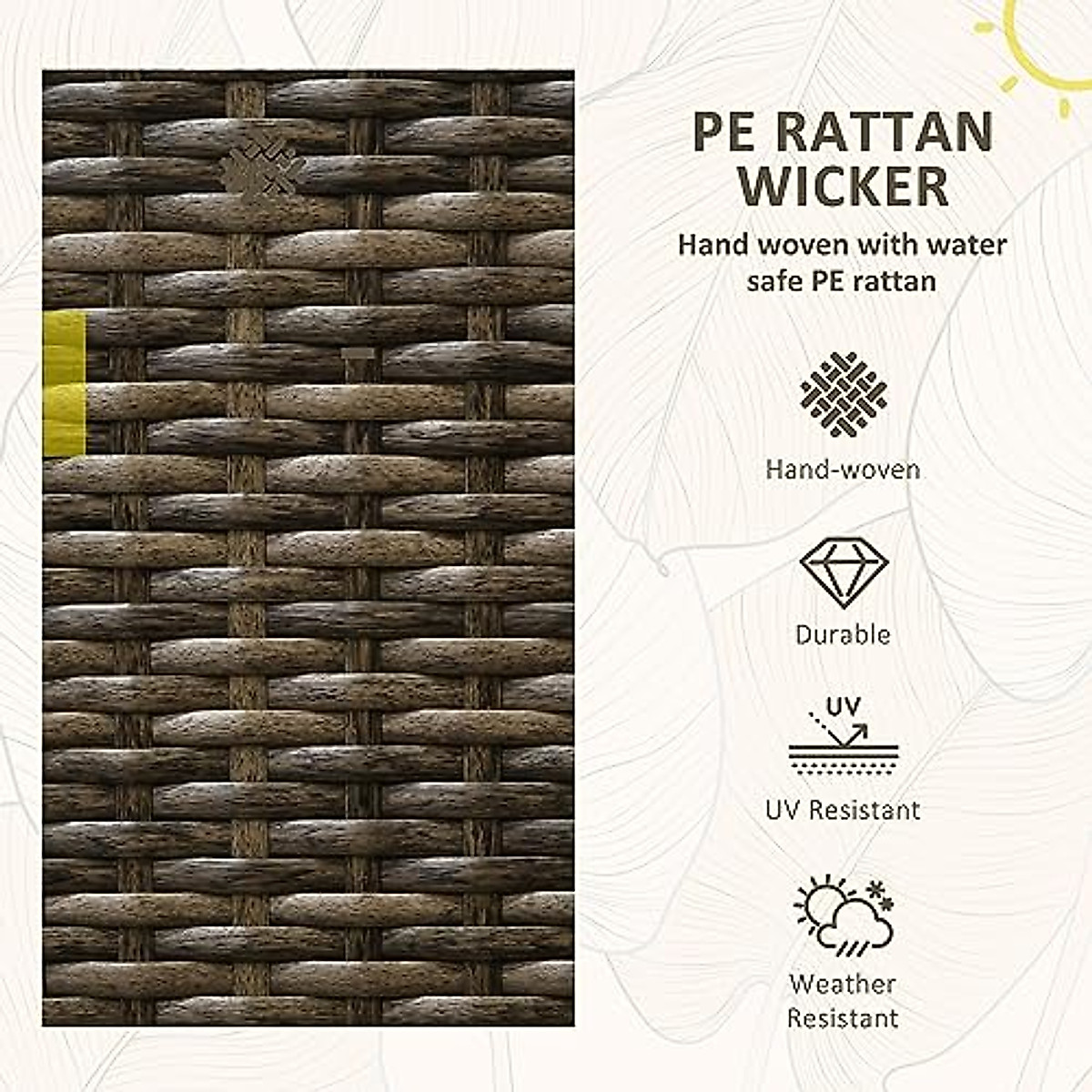 Outsunny 3-Piece PE Rattan Patio Furniture Set with Rocking Chairs and Bistro Coffee Table, Outdoor Wicker Rocker Conversation Set with Cushions for Balcony, Porch, Poolside, Yard, Garden - Gray