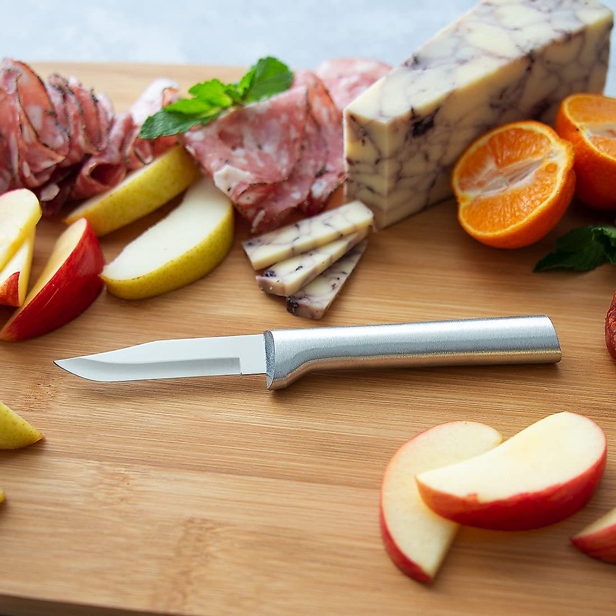 RADA Peeling Paring Knife, Stainless Steel Blade With Brushed Aluminum Handle, Pack of 2