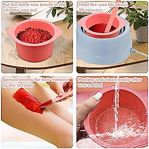 2Pcs Silicone Wax Warmer Liner, Silicone Wax Bowl for Wax Warmer, Non-Stick Wax Melt Warmer Wax Pot Replacement, Reusable Wax Melt Liner with 2 Pcs Wax Spatula Sticks for Hair Removal (Purple, Pink)