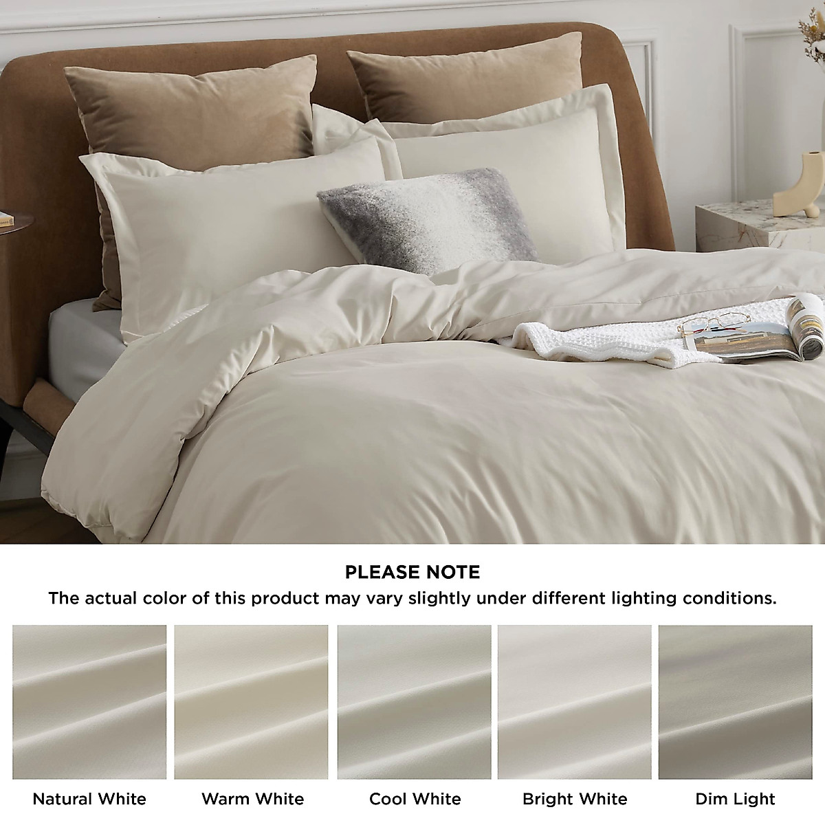 Bedsure Linen Duvet Cover Oversized Queen Size - Soft Double Brushed Duvet Cover for Kids with Zipper Closure, 3 Pieces, Includes 1 Duvet Cover (98"x98") & 2 Pillow Shams, NO Comforter