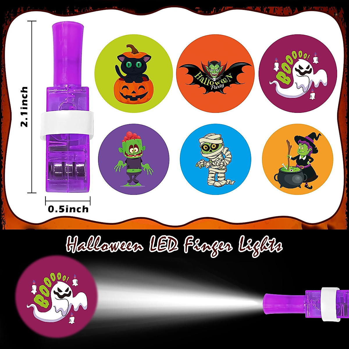 SURCVIO Halloween Party Favors for Kids, 36PCS LED Finger Lights Glow in the Dark Halloween Toys Bulk for Halloween Prizes Classroom Gifts Trick or Treat Toys