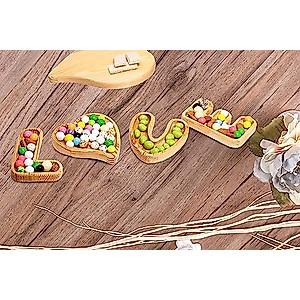 OZWOON Wooden Heart Shape Appetizer Plates Set Ideal Gift And Great For Special Occasions For Snack Candy Nuts Charcuterie Board Set Cheese All are Welcomed Perfect for Valentine's Day