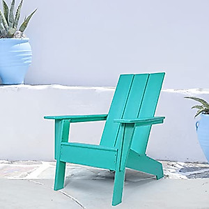 ResinTeak Adirondack Chairs Set of 4, Outdoor Patio Furniture for Fire Pit, Yard, and Deck, Poly Lumber Finish, Modern Collection (Blue)