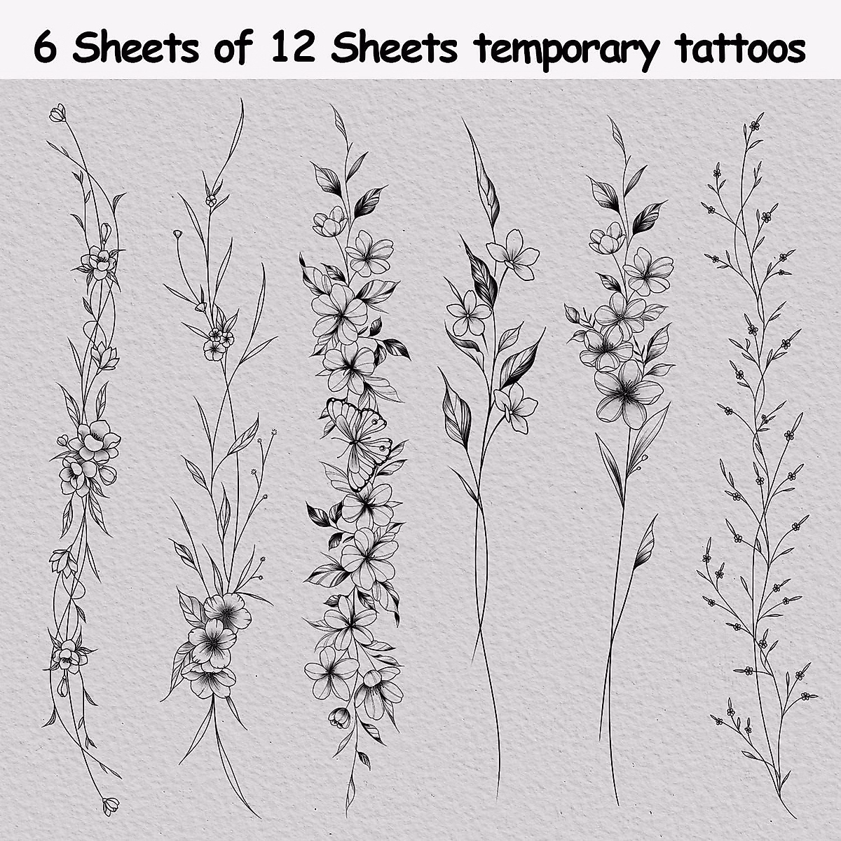 Cerlaza Tiny Temporary Tattoos for Women Girls, Realistic Fake Tattoos That Look Real and Last Long for Adult, Waterproof Hand Tattoos Stencils Stickers for Body Art-12 Sheets