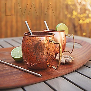 Reusable Straws with Case: 8 Stainless Steel Straws with Straw Cleaning Brush in 2 Sizes – Metal Straws Reusable Stainless Steel – Metal Straw LIVAIA