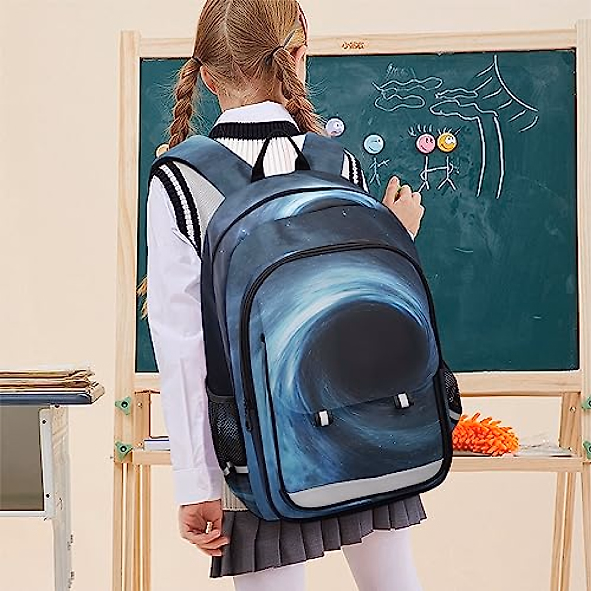 Glaphy Universe Space Black Hole Backpack School Bag Lightweight Laptop Backpack Students Travel Daypack with Reflective Stripes