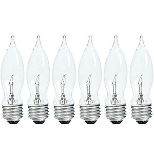 Set of 6 GE Crystal Clear 40 Watt Bent Tip Standard Base Light Bulbs