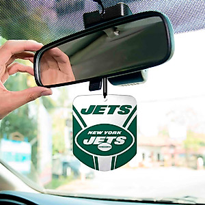 FANMATS 61580 NFL New York Jets Hanging Car Air Freshener, 2 Pack, Black Ice Scent, Odor Eliminator, Shield Design with Team Logo