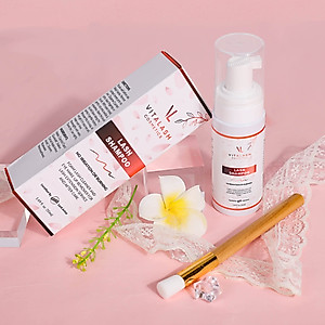 Vitalash Cosmetics Lash Extension Cleanser - Lash Shampoo for Lash Extensions - Lash Foam Cleanser for Extensions - Safe & Irritation Free - 50ML/1.69FL.oz + Brush