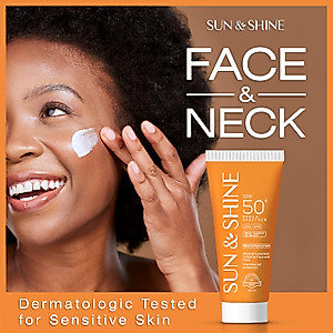 Sun&Shine 100% mineral sunscreen zinc oxide for Sensitive Skin: SPF50+ Broad Spectrum UVA UVB, Face sunscreen lotionreef safe, fragrance free 1.7 Oz
