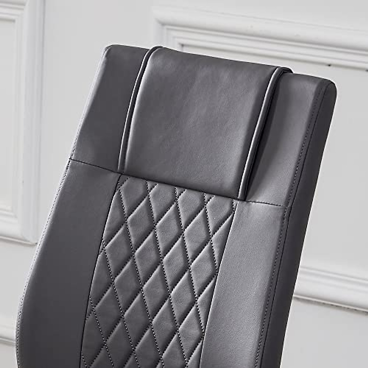 Baysitone Modern Dining Chairs Set of 6, Grey Dining Room Chairs, Metal Kitchen Chairs with Leather Padded Seat High Back, Chairs for Dining Room, Kitchen, Living Room