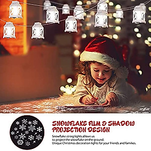 YUNLIGHTS Christmas Projector String Lights - 22.6FT 6PCS Lanterns in One String Lights for Indoor Outdoor Plug-in Christmas Snowflake Projection Lights for Christmas